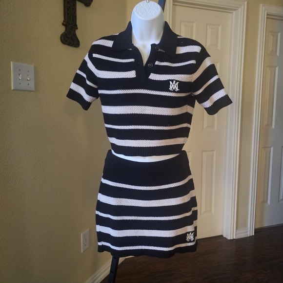 AMIRI | Skirts | Amiri Blackwhite Striped Set Shirt Mini Skirt Size S | Poshmark